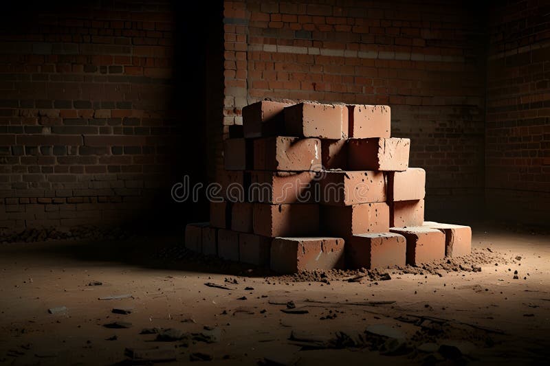 Neatly Stacked Red Bricks on a Construction Site with Natural Light ...