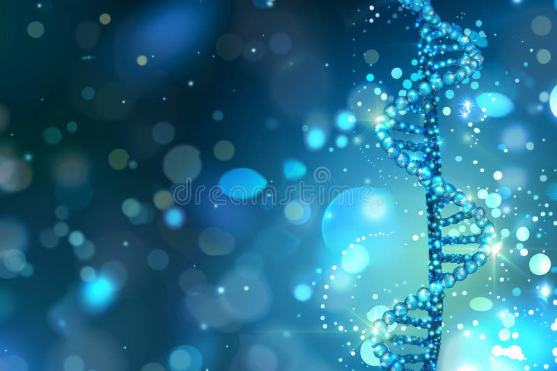 Neon Blue DNA Sequence Emerging from the Cosmic Depths, Illustrating ...