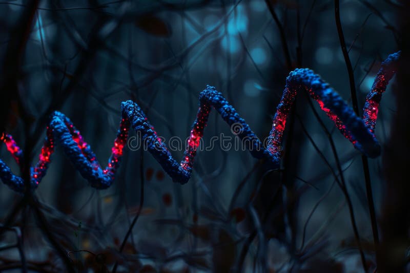 Neon Blue DNA Strand Reflecting Technological Advances, Merging the ...