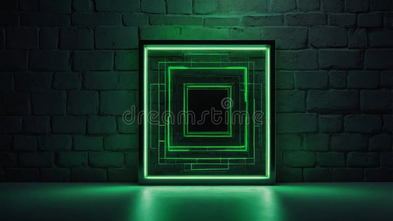A Neon Green Square Frame Highlighting an Abstract Geometric Artwork ...