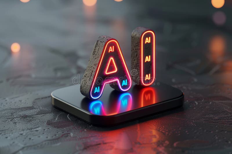 AI Neon Sign with Glowing Lights, Representing Modern Artificial ...