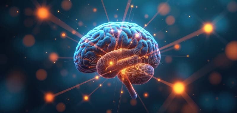 AI-generated Networked Human Brain Illustration. Artificial ...