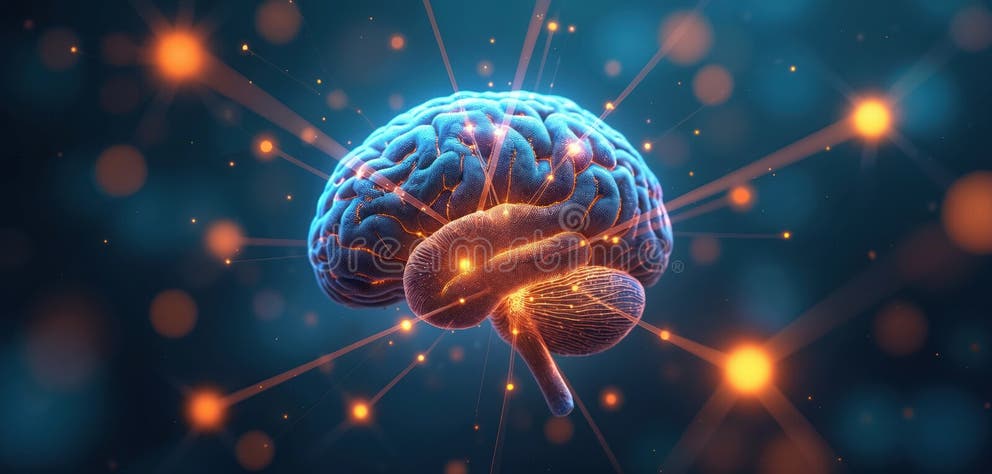 AI-generated Networked Human Brain Illustration. Artificial ...