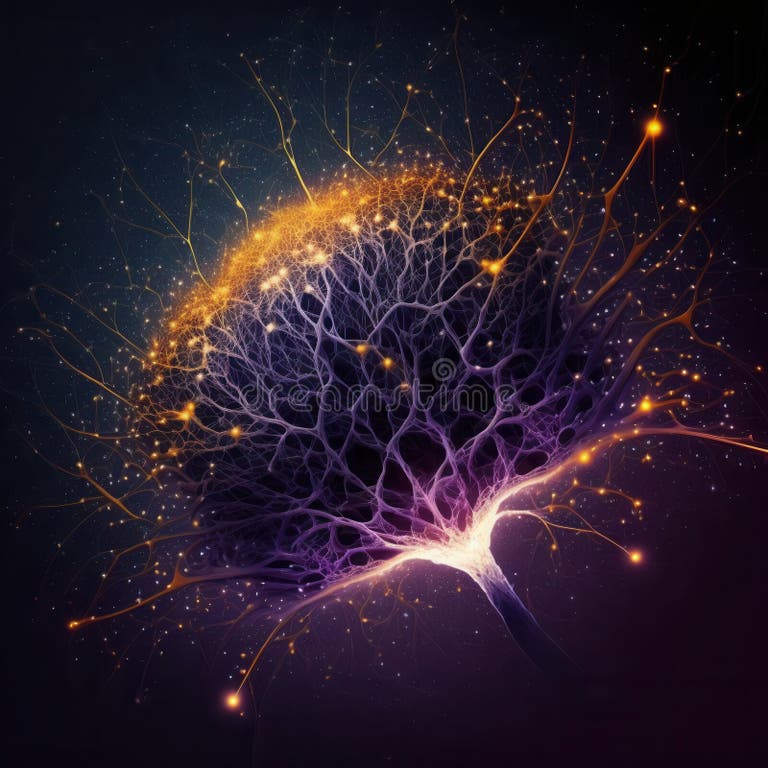 Ai Generated Neural Network Glowing in Abstract Space with Interconnected Nodes Stock Photo ...