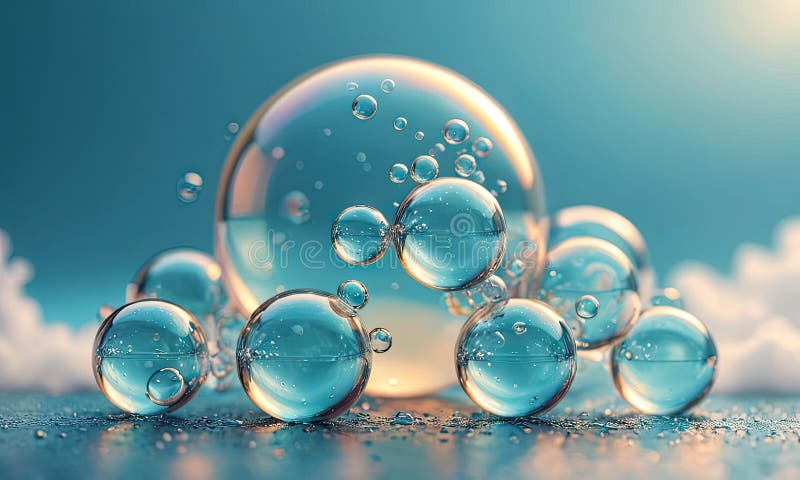 A Collection of Bubbles in a Blue Background. Stock Illustration ...
