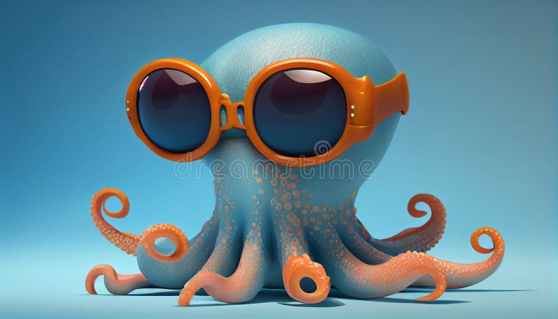 AI Generated Octopus with Sunglasses Stock Illustration - Illustration ...