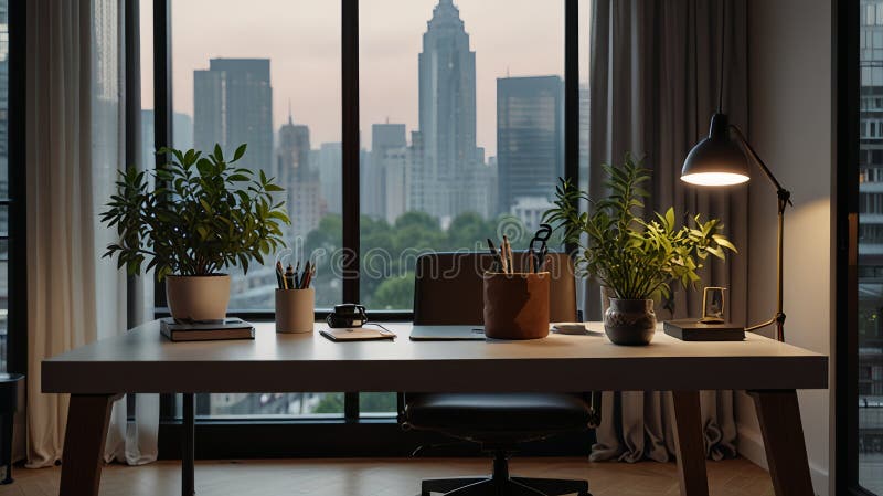 Office Desk with View Outside the Window Stock Photo - Image of ...