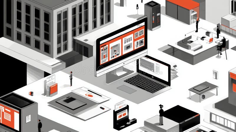 AI-Generated Office Scene stock illustration. Illustration of innovation - 367600334