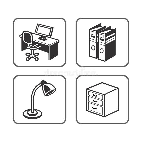 AI Generated Office Workplace Objects Computer with Table Files Cabinets and Lamp Stock ...