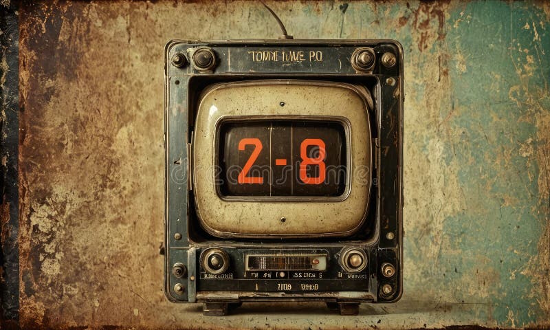 An Old Television Set with the Numbers 2-8 Displayed on it. Stock ...