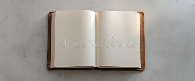 Open Book with Blank Pages Lying Flat on a Neutral Surface Stock Photo ...