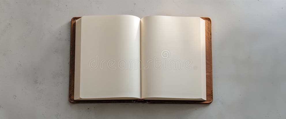 Open Book with Blank Pages Lying Flat on a Neutral Surface Stock Photo ...