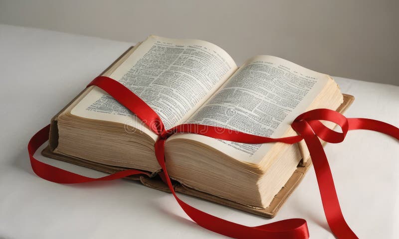 A Book with a Red Ribbon Tied Around it. Stock Illustration ...