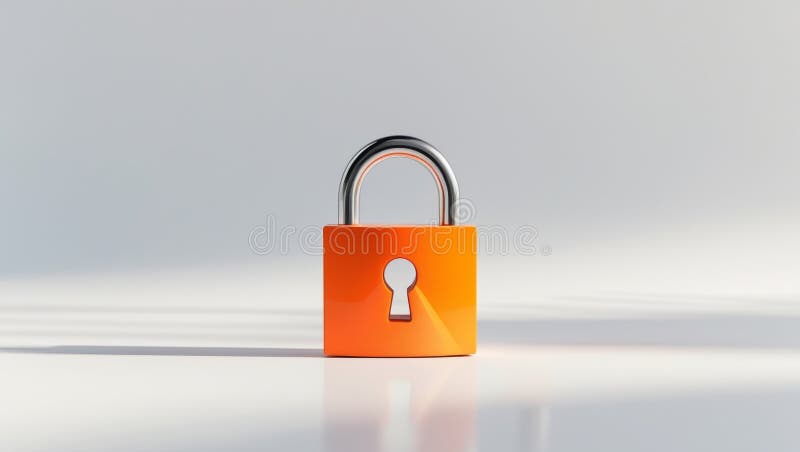 Orange Lock Symbol Representing Security Data Protection Concept Stock ...