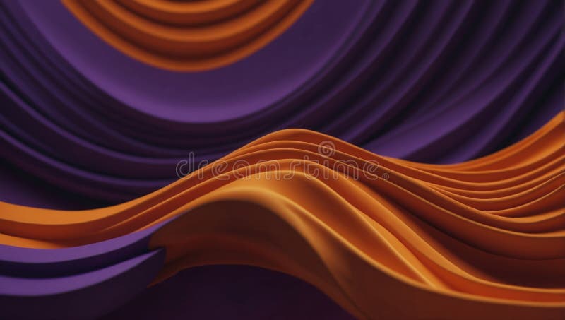 Orange Object and Purple Background, Wavy Folding Screen Atmosphere ...
