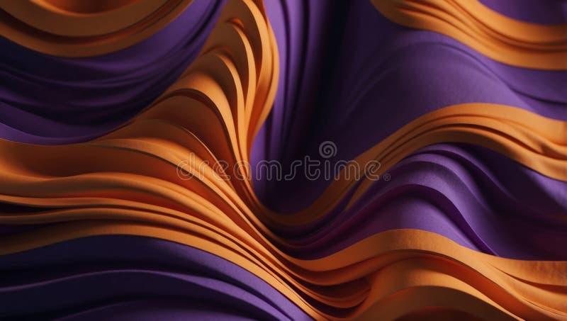 Orange Object and Purple Background, Wavy Folding Screen Atmosphere ...