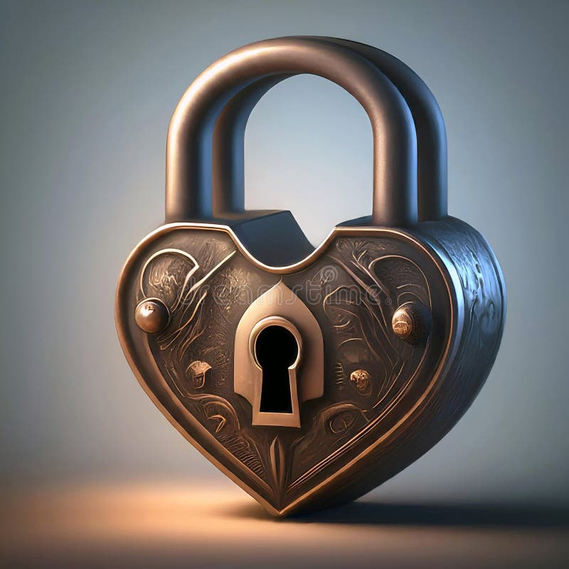 AI Generated Ornate Heart Shaped Lock Design Stock Illustration ...