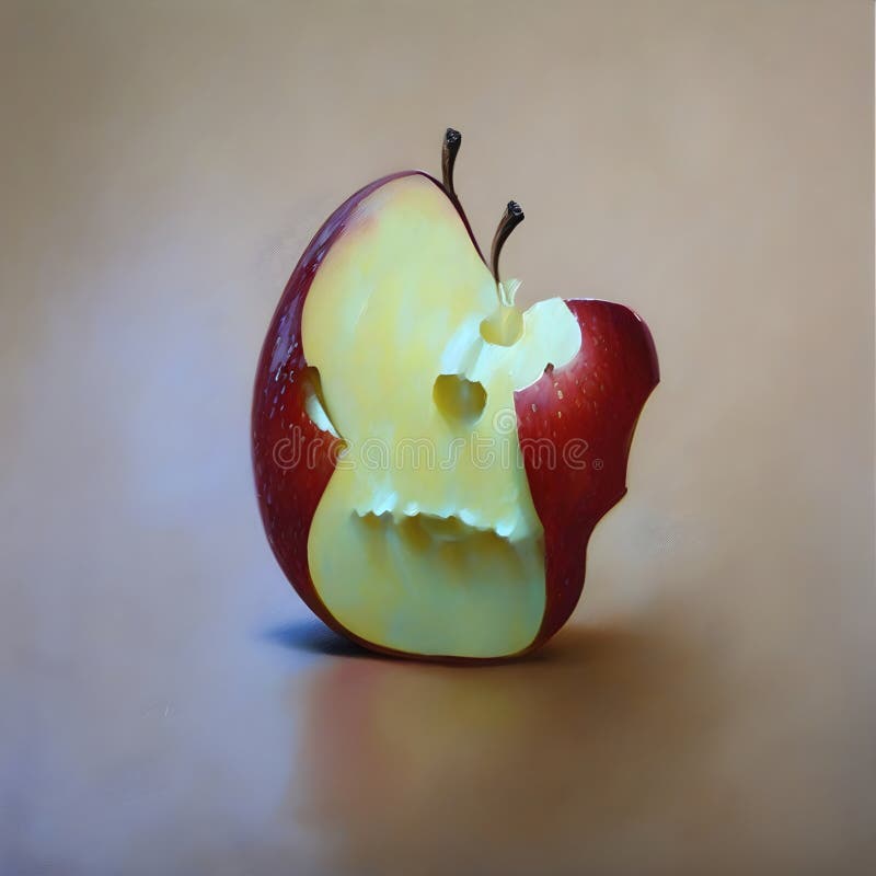 AI Generated Painting of a Half Eaten Apple Stock Illustration ...