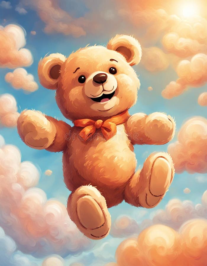 AI Generated Painting of a Jumping Teddy Bear Stock Photo - Image of ...