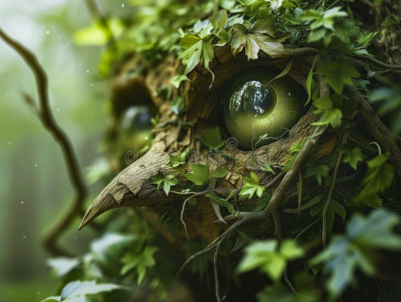 AI-Generated Pareidolia: a Face in a Tree Stock Illustration ...