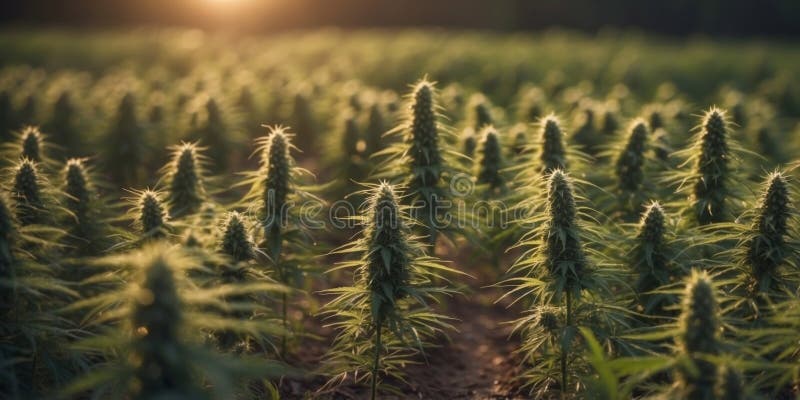 A Path through Cannabis Fields is Growing Densely. Stock Photo - Image ...
