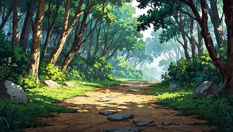 Path through the Forest, Anime Background, Digital Art. Anime Style ...