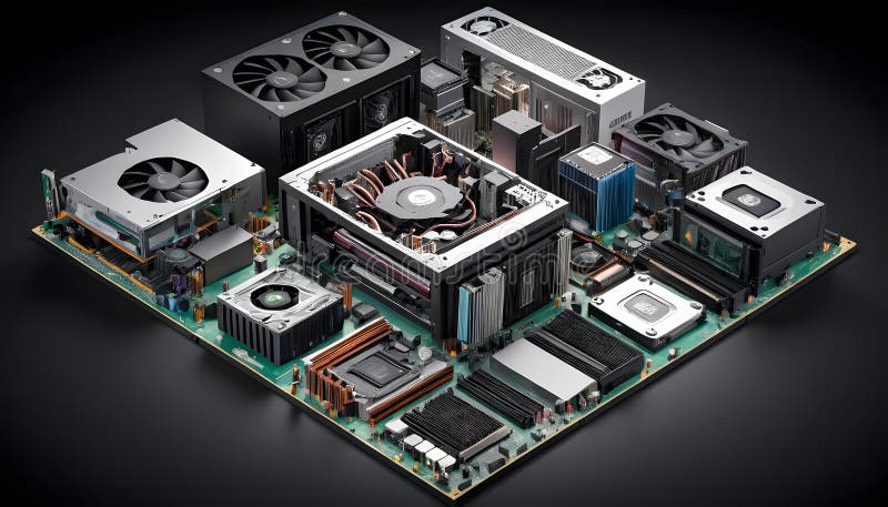 AI-Generated PC Component Breakdown Stock Image - Image of machine ...