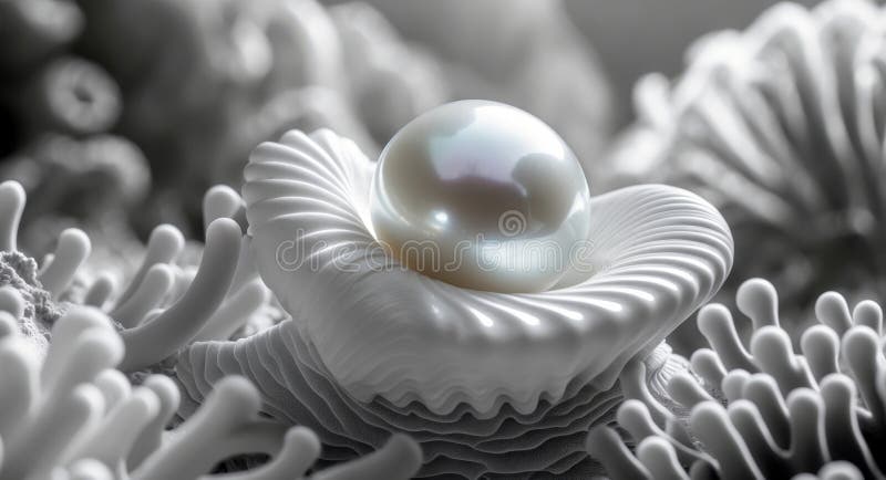 A Pearl is Sitting in a Shell on a Coral Reef Stock Photo - Image of ...