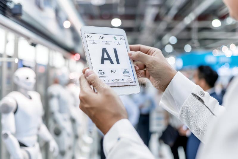 Person Holding AI Document in High Tech Factory, Highlighting ...