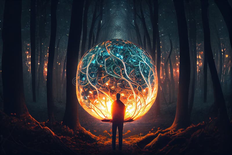 Forest of Enlightenment, Made with Generative AI Stock Illustration ...