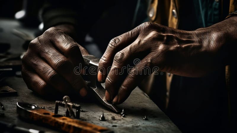 AI Generated Person is Making Something at a Workshop Stock ...