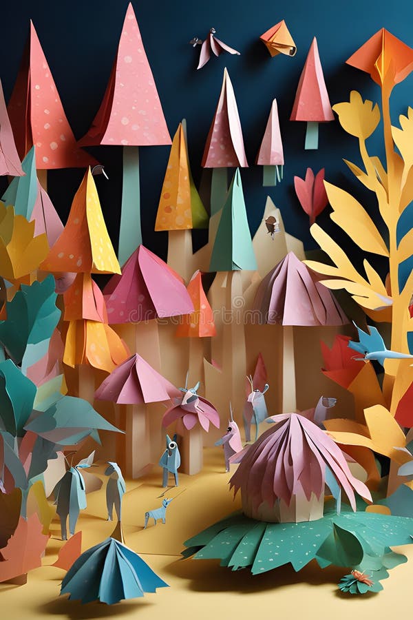 Creative Paper Folding Diorama Stock Illustration - Illustration of ...