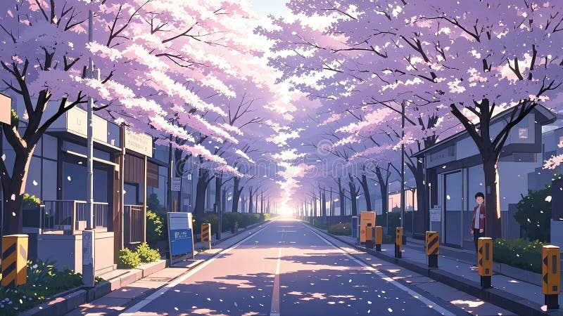 Cherry Blossom Avenue in Spring Cherry Blossoms in Full Bloom Stock ...