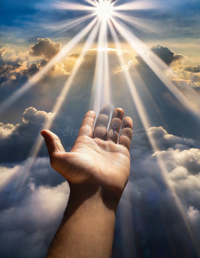 Hand reaching for the sky stock illustration. Illustration of hands ...