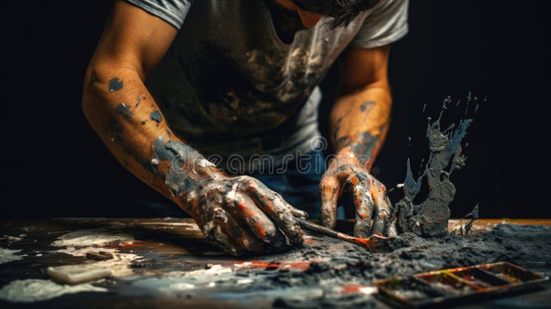 AI Generated Creative Hands in Motion Expressive Artistic Tools Stock Illustration ...