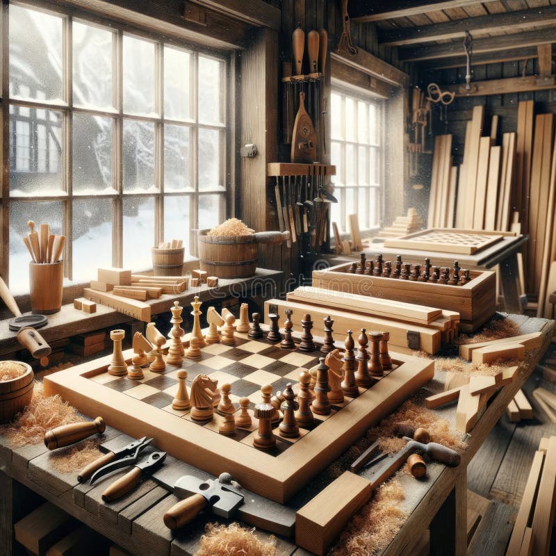 Wooden Chessboard Vintage Woodworking Shop Wood Projects Hand Tools ...