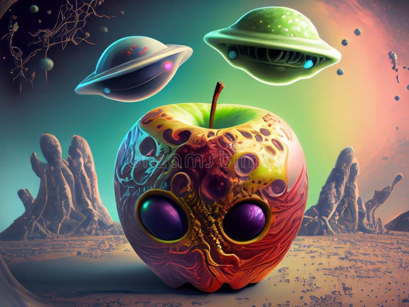 AI Generated Alien Apple Life Form Stock Illustration - Illustration of ...