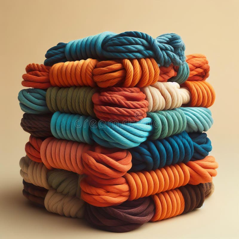 Bundle of Colored Ropes, Square Picture Stock Image - Image of dyed ...