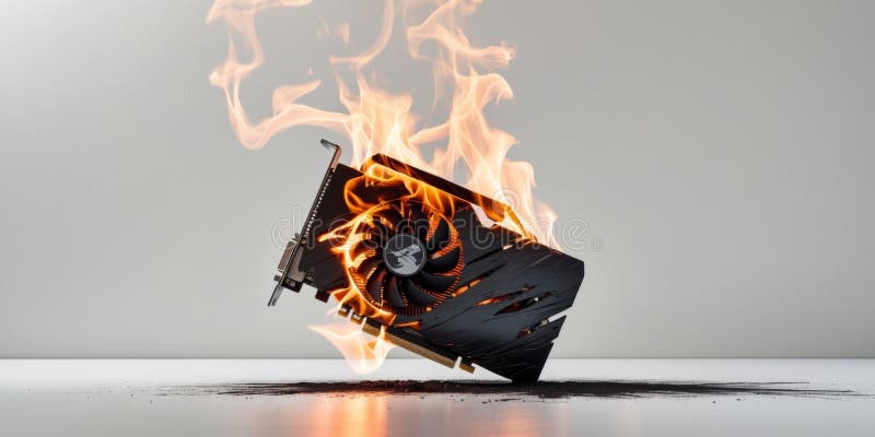 A Picture of a Burning Graphics Card on Fire. Stock Photo - Image of ...