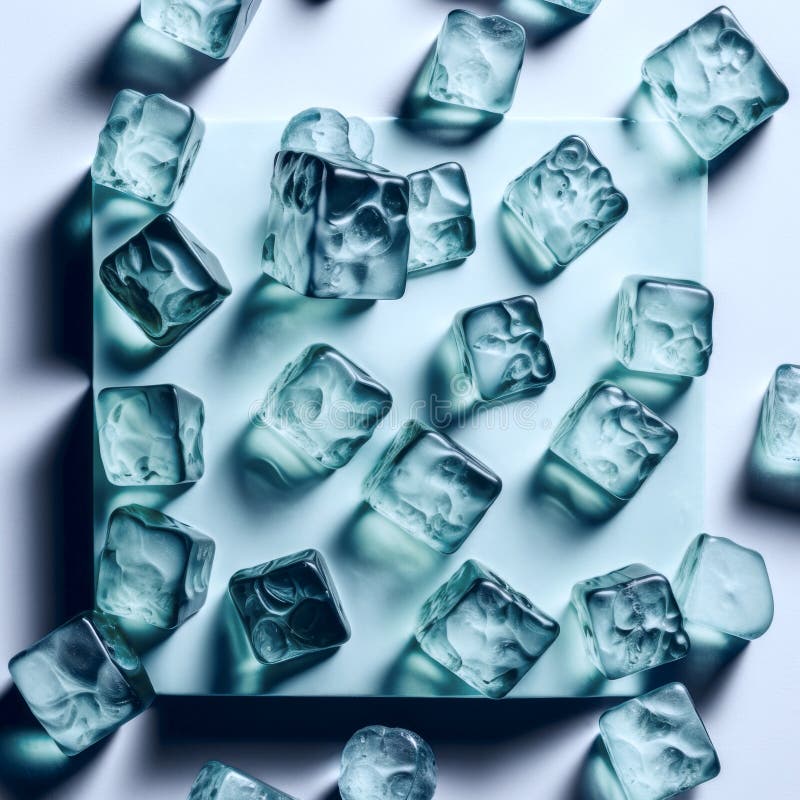 AI Generated Picture of Ice Cubes Scattered on Table Stock Illustration ...