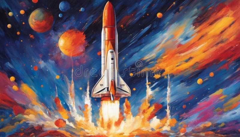 AI Generated Art of Rocket Taking Off Stock Illustration - Illustration ...