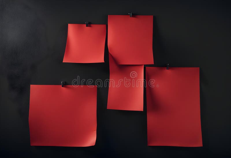 A Piece of Red Paper on a Black Wall Stock Illustration - Illustration ...