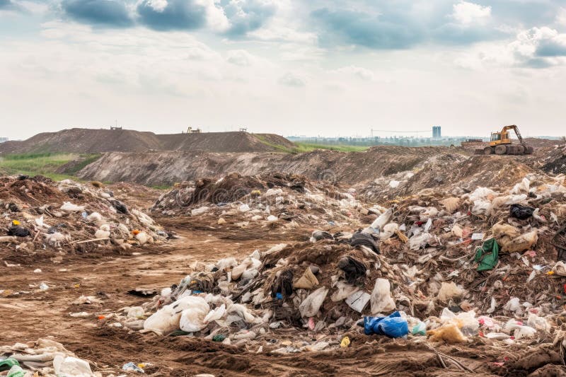 AI Generated Pile of Garbage Dump on Land Stock Illustration ...