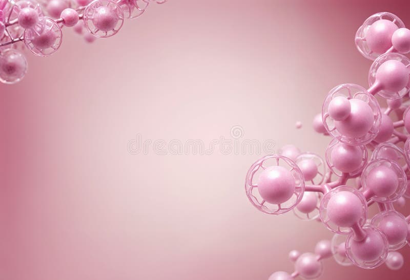 A Pink Background with Many Molecular Models on the Corner Stock ...