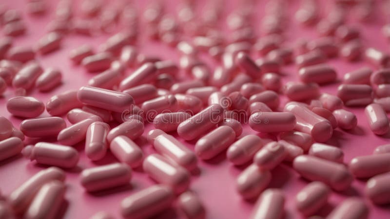 Pink Capsules Scattered on a Pink Surface. Stock Illustration ...
