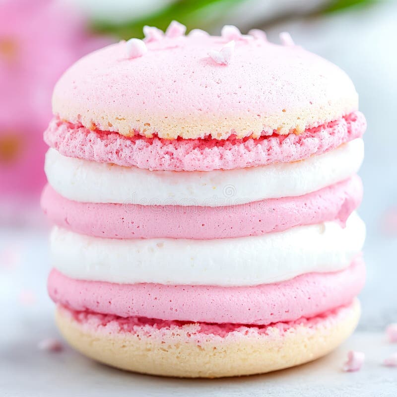 Pink White Layered Cake with Airy Filling and Sugar Coating on Neutral ...