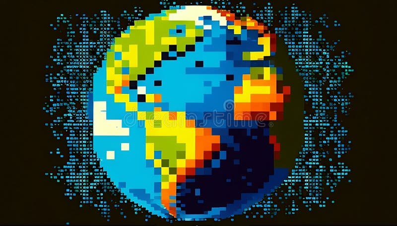 Pixelated Planet: a Simple and Bright Design of Earth in Artistic Style ...