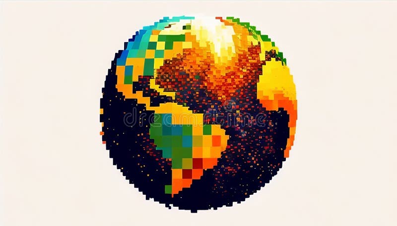 Pixelated Planet: a Simple and Bright Design of Earth in Artistic Style ...