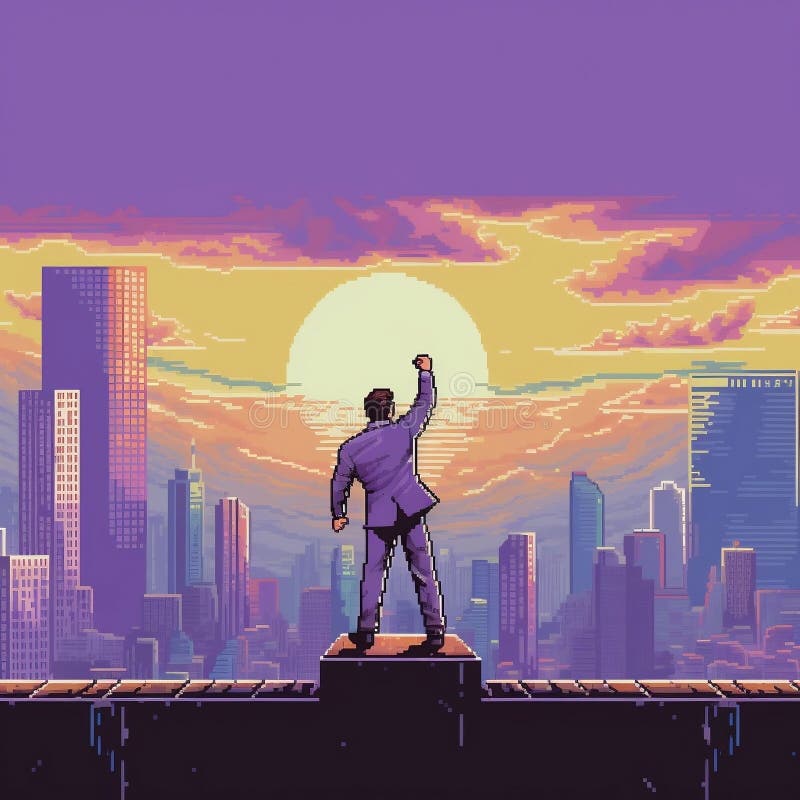 AI Generated Pixelated Illustration of a Proud Business Celebrating ...