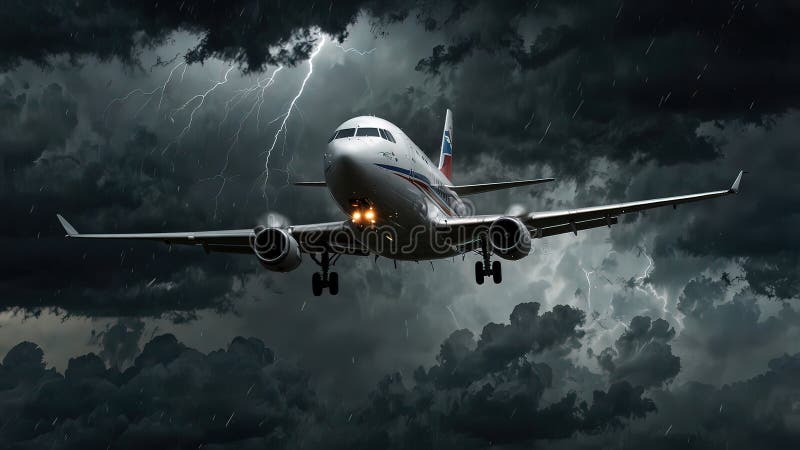 Ai Generated Plane Landing in the Middle of a Storm Stock Illustration ...